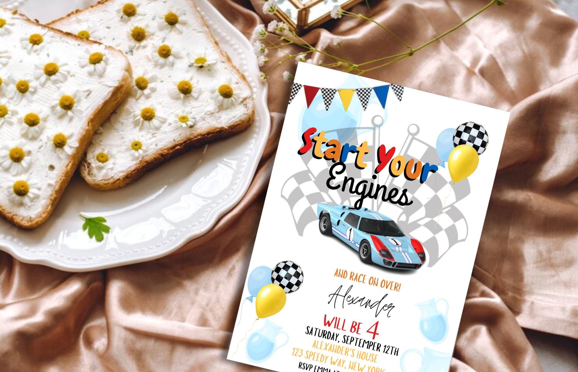 Editable Racing Car Birthday Invitation – Personalized Race Car Party ...