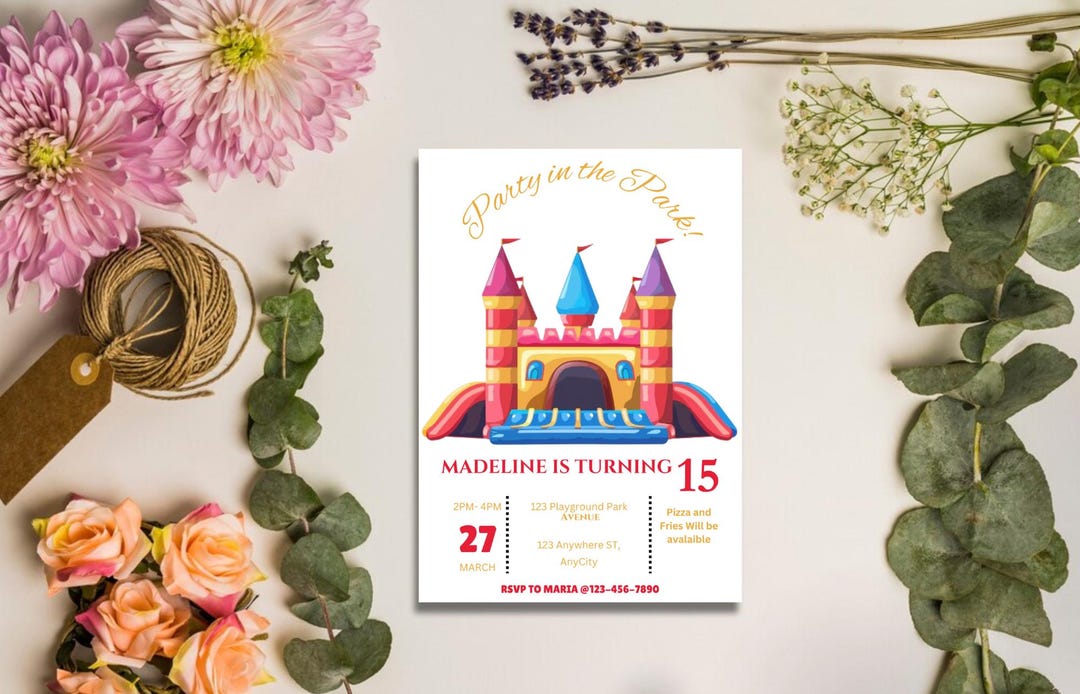 Editable Playground Birthday Invitation | Outdoor Kids Party Invite ...