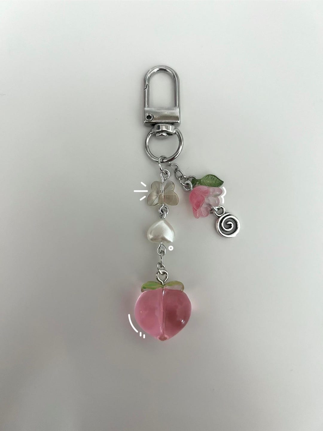 Peach Keychain | Beaded Keychain, Kawaii, Cutecore, Handcrafted - Etsy