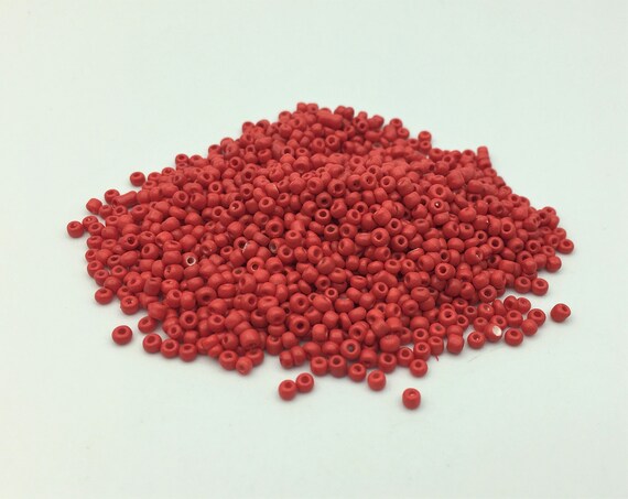 20g Vintage Red Glass Seed Beads Bright Red Opaque Glass Seed | Etsy