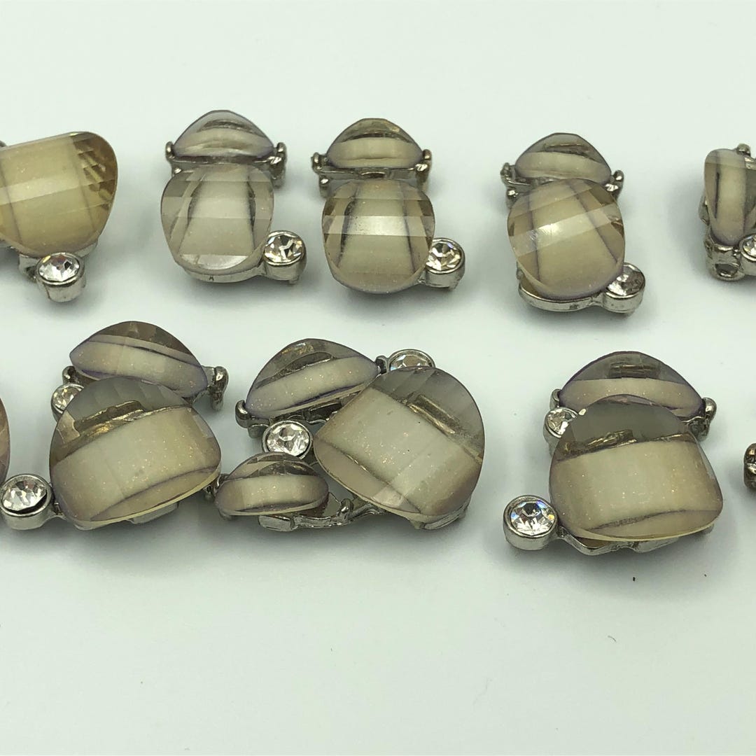 10 No. Secondhand Frame Link Sparkle Beads, Silver Tone Metallic ...