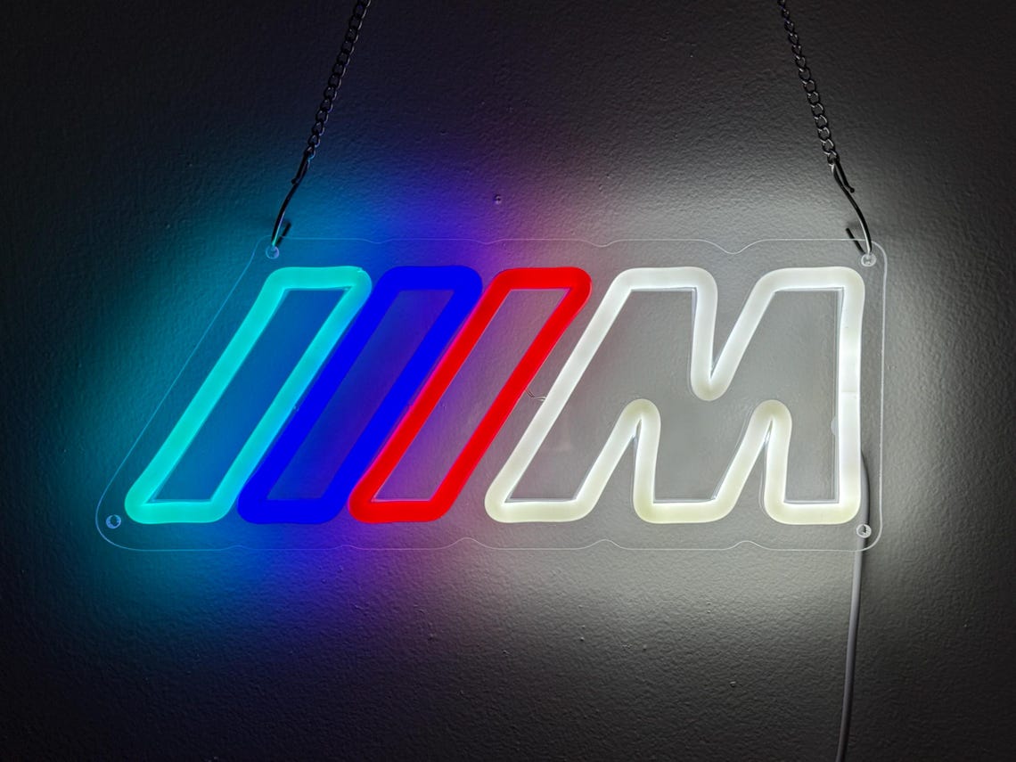 BMW Car Logo Neon Sign, Wall Decor, USB Powered, LED, 10 Brightness ...