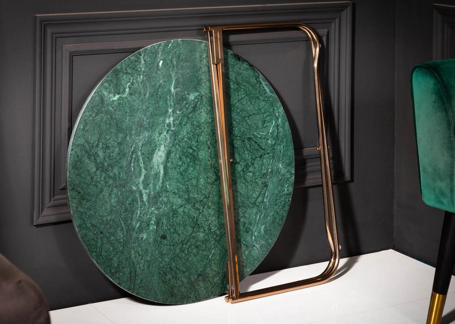 Round Coffee Table 62cm Marble Green Unique Coffee Table, Living Room ...