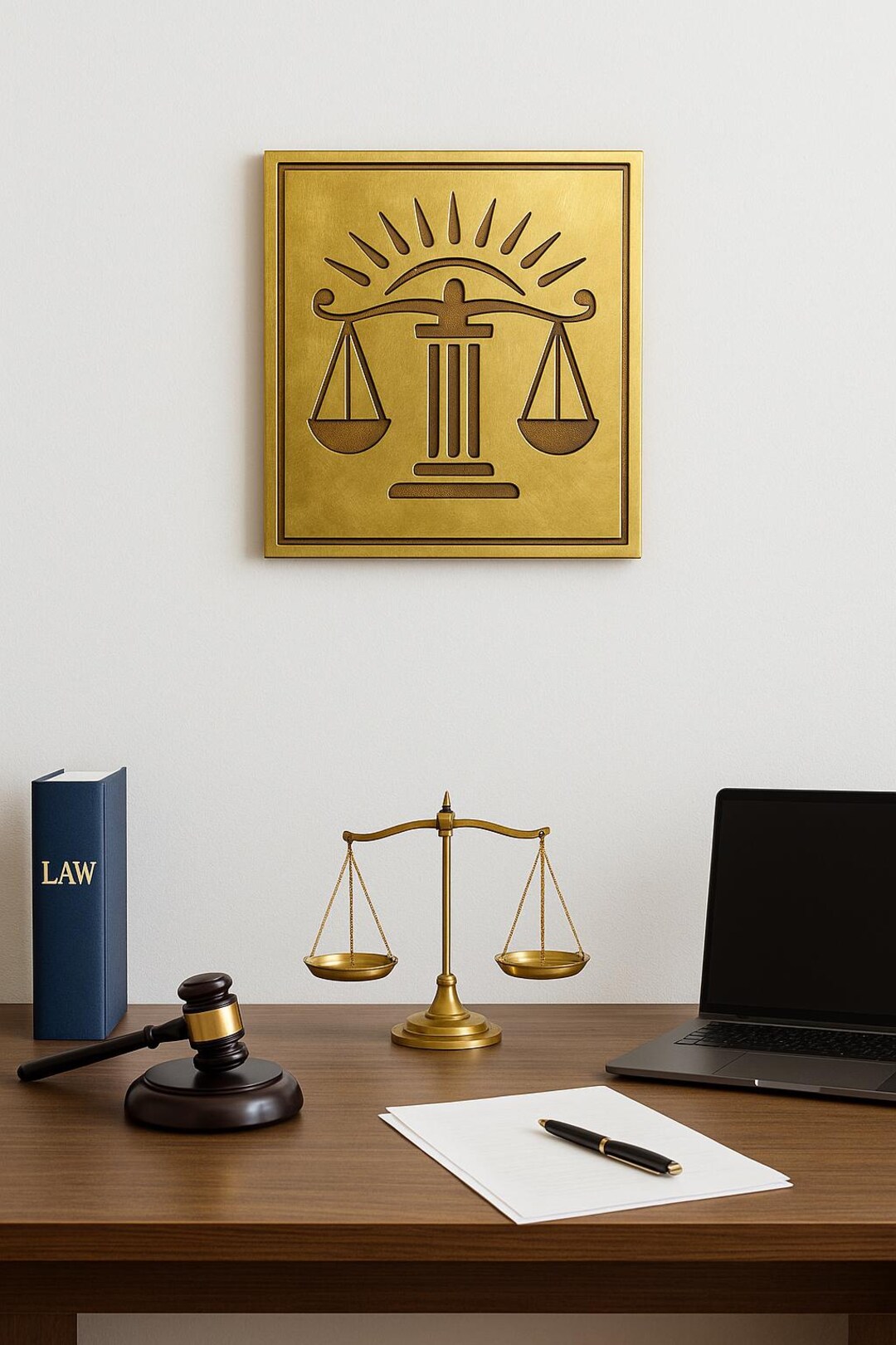 Justice Scale Copper Wall Art – Gold-tone Legal Symbol Plaque | Lawyer ...