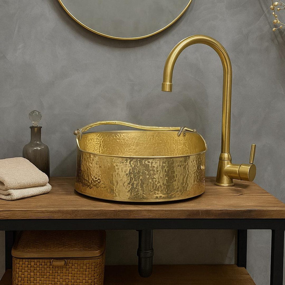 Handmade Hammered Brass Bucket Sink – Moroccan Vanity Bowl - Etsy
