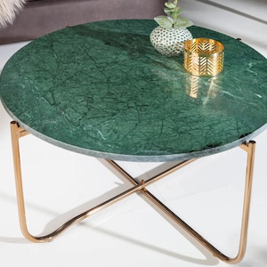 Round Coffee Table 62cm Marble Green Unique Coffee Table, Living Room ...