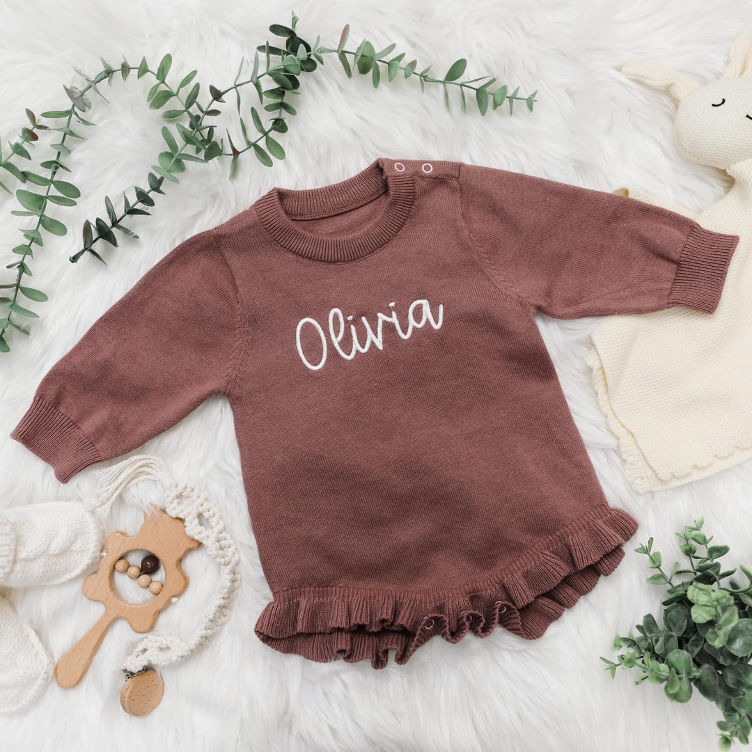 Embroidered Baby Romper, Embroidered Cotton Romper, Knit Baby Outfit ...