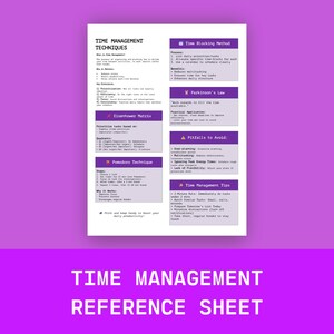 Time Management Cheat Sheet | Pomodoro, Eisenhower Matrix, Time ...