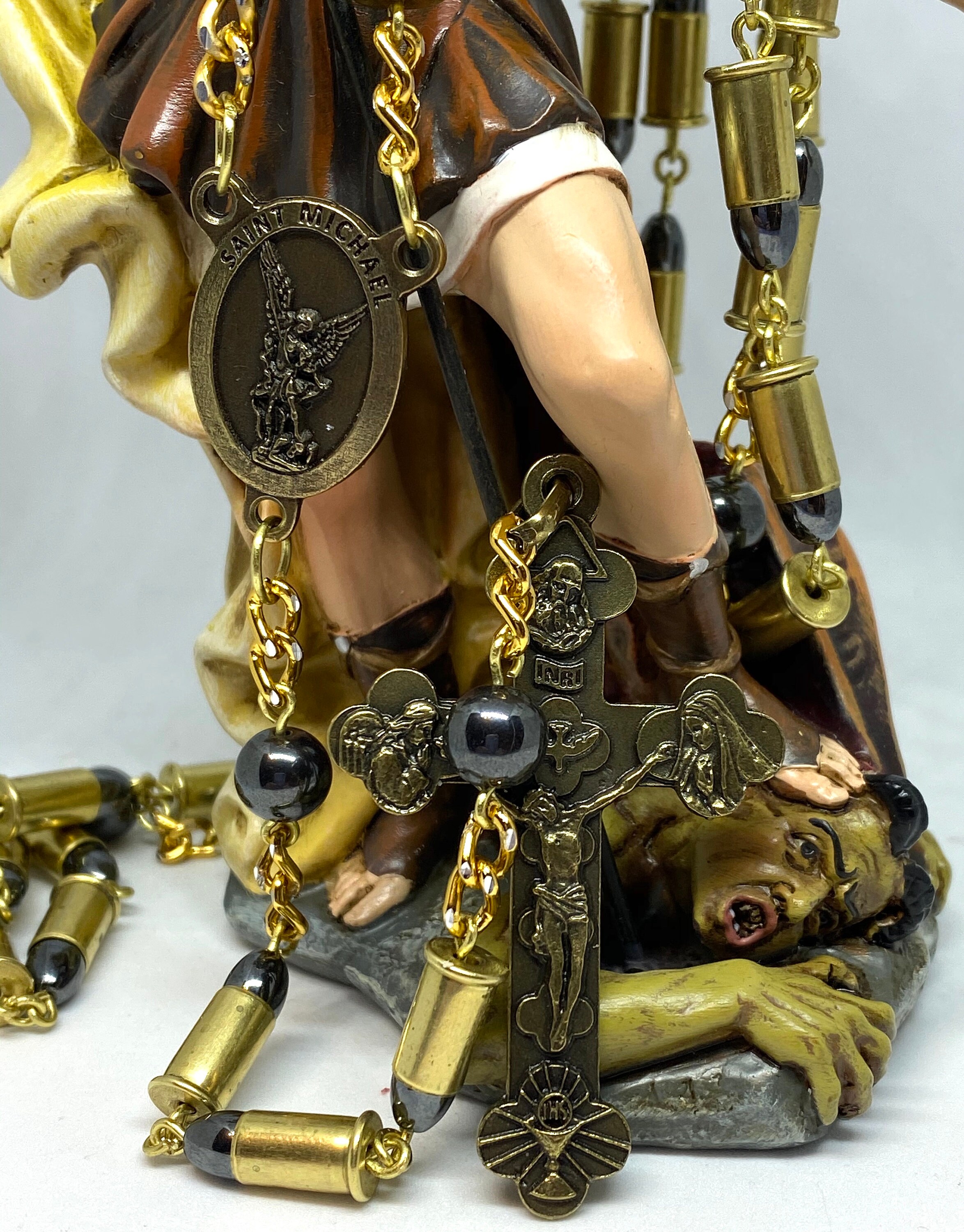 Bullet Rosary With St. Michael Center and Trinity Crucifix - Etsy