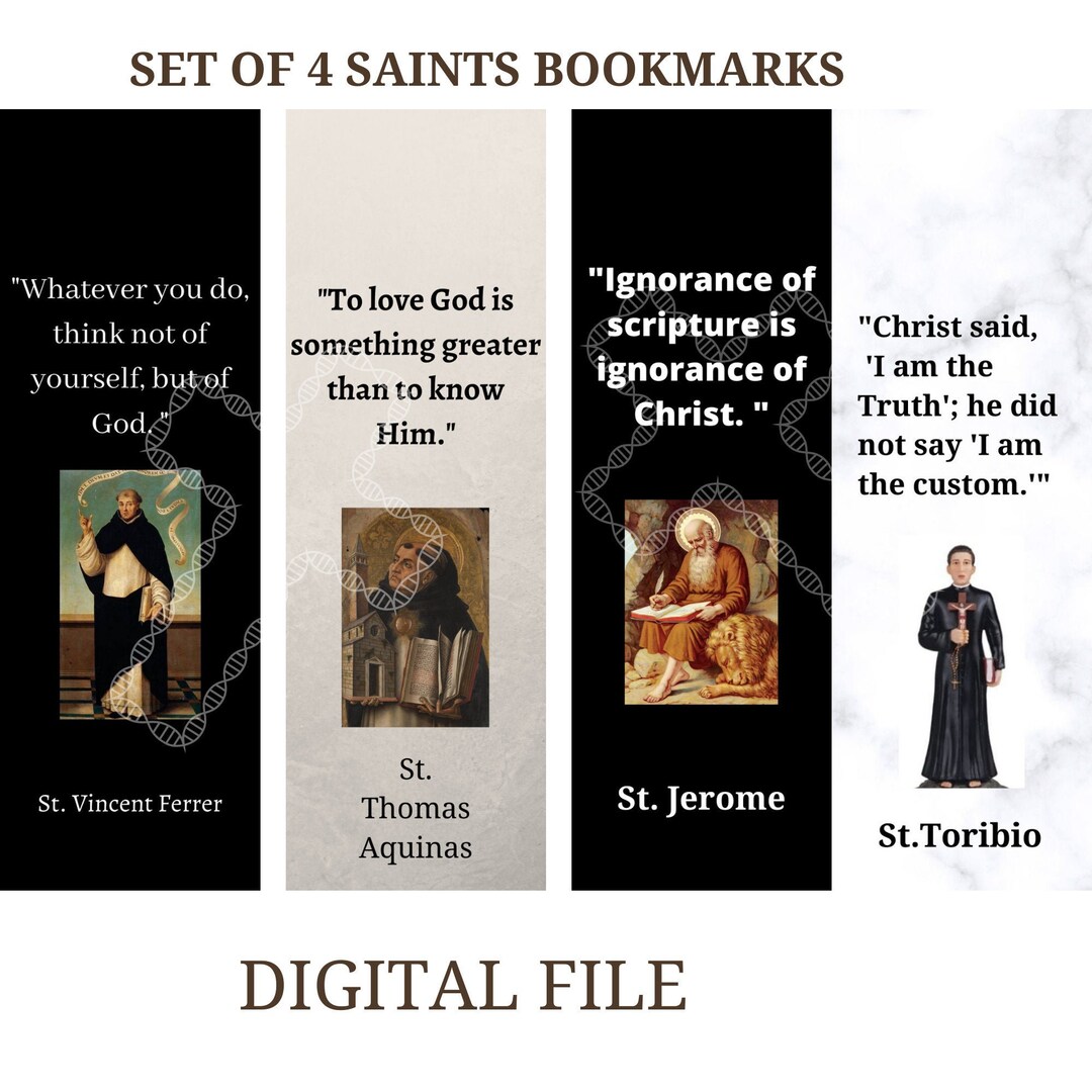 Digital Download Saints Bookmarks, Four Saints Bookmarks, Digital File ...