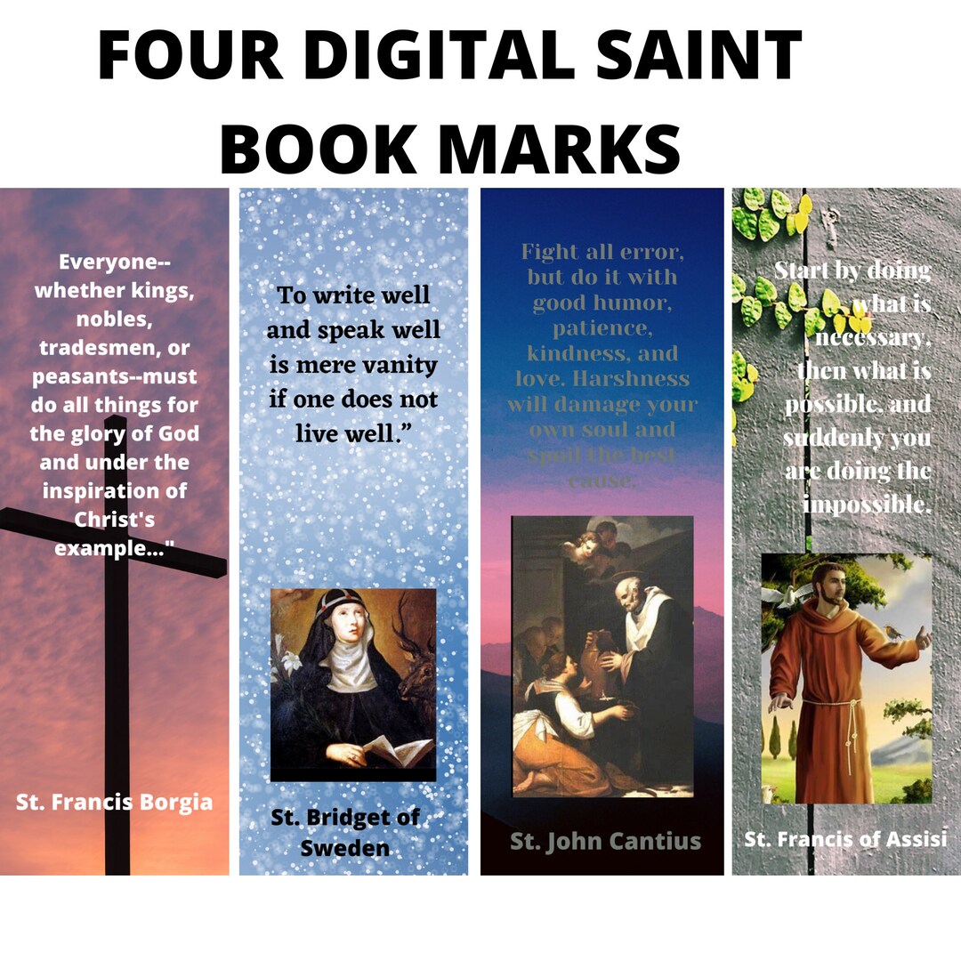 Digital Catholic Bookmarks, Four Digital Saints Bookmarks, October ...