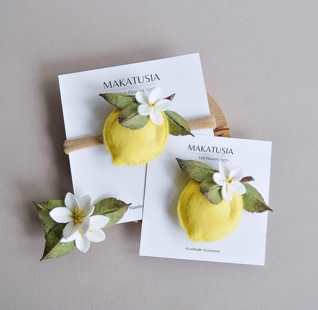 Lemon Felt Lemon Hair Accessories Lemon Hair Clip Lemon Headband Fruit ...