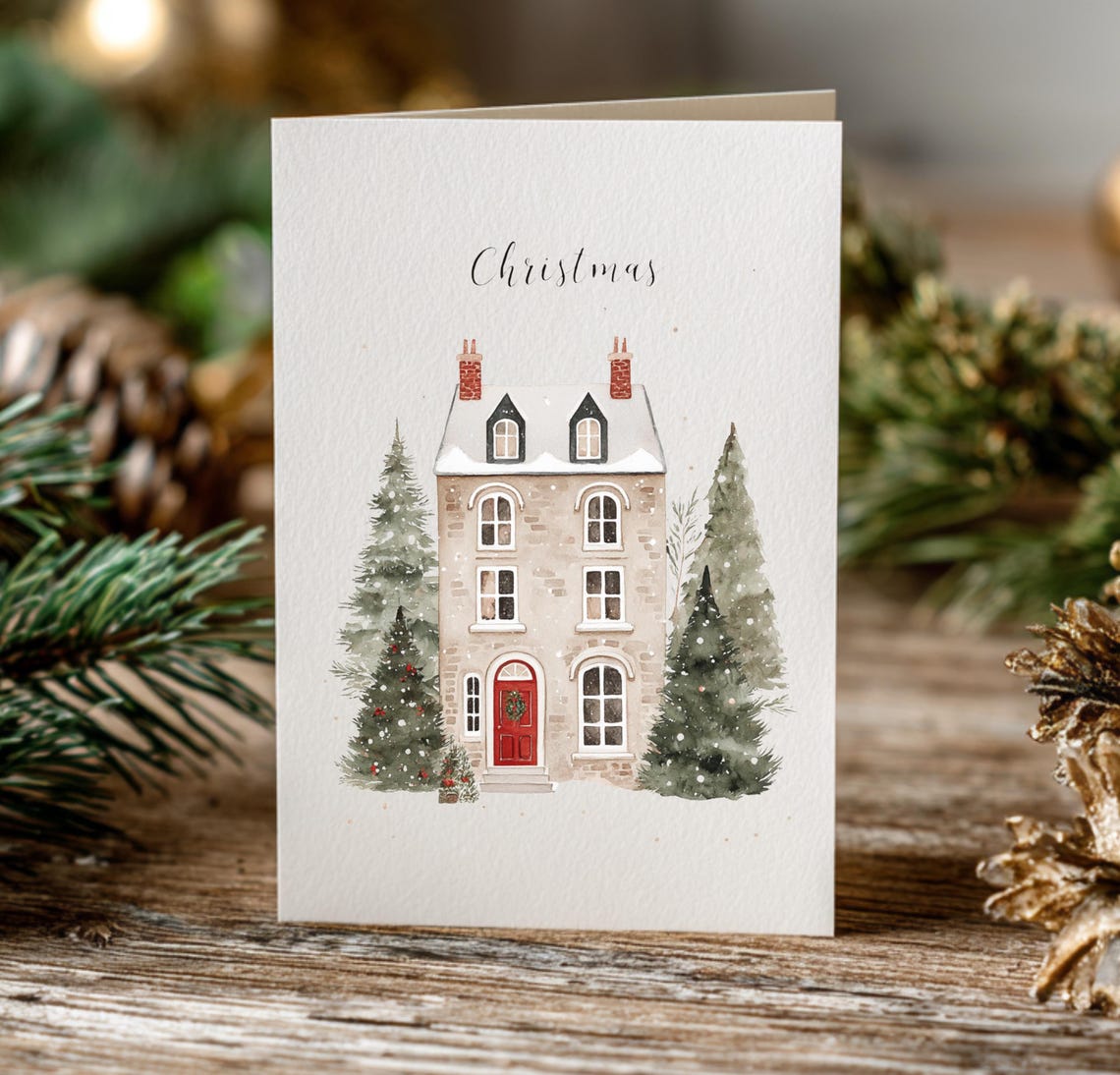 Elegant Winter Houses Christmas Cards, Vintage Holiday Greeting Cards ...