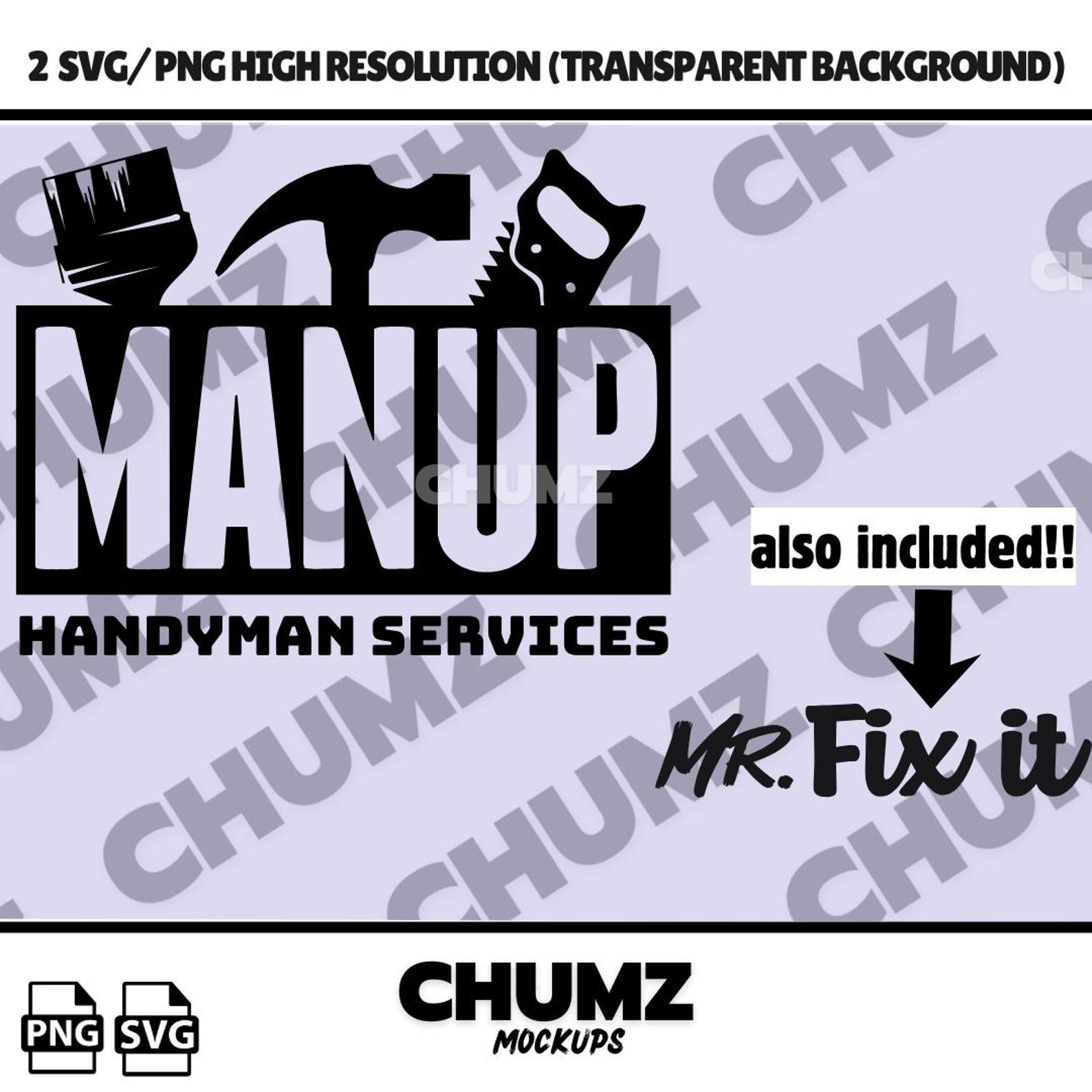 Manup Handyman SVG: Mr. Fix It Logo, Printable Decals (digital Download ...