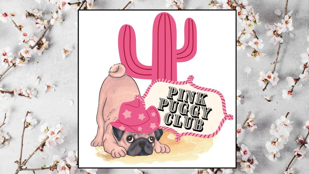 Pug, Pugs, Digital Download, Pink Puggy Club, Pink Pug, Pug Tshirt, Pug ...