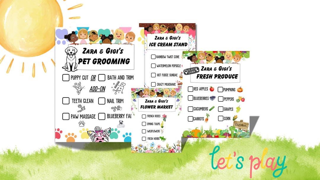 Pretend Play, Menu Cards Kids, Kids Pretend Play, Digital Download ...