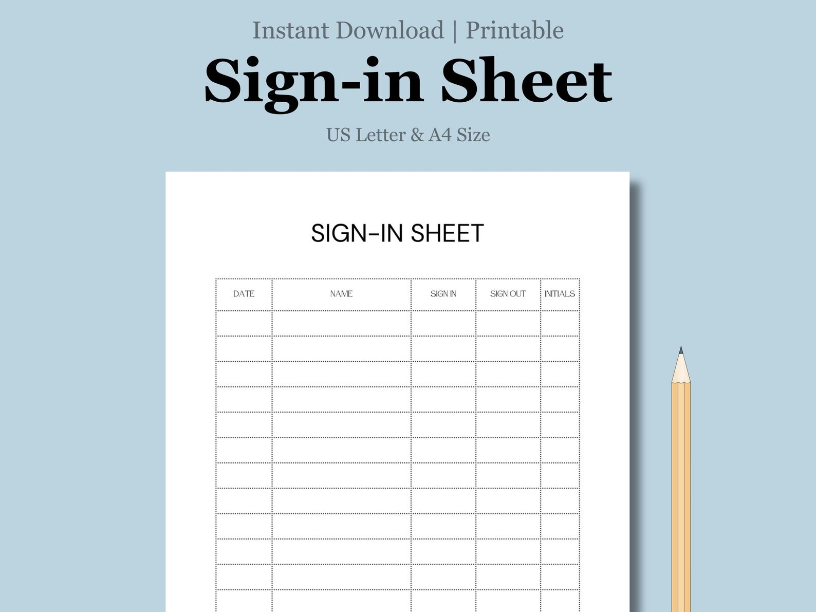 Printable Sign in Sheet PDF | Daily Sign in and Sign Out Log | Editable ...