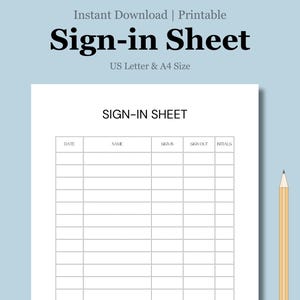 Printable Sign in Sheet PDF: Attendance Tracker (a4/letter) - Etsy