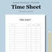 Printable Time Sheet PDF | Employee Time Log | Time in Time Out Sheet ...