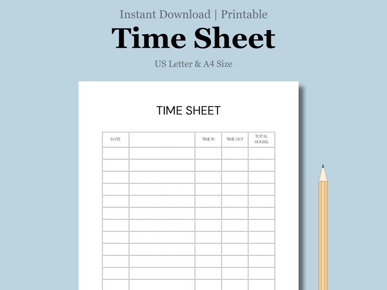 Printable Employee Time Sheet: Work Hours Tracker (PDF Download) - Etsy