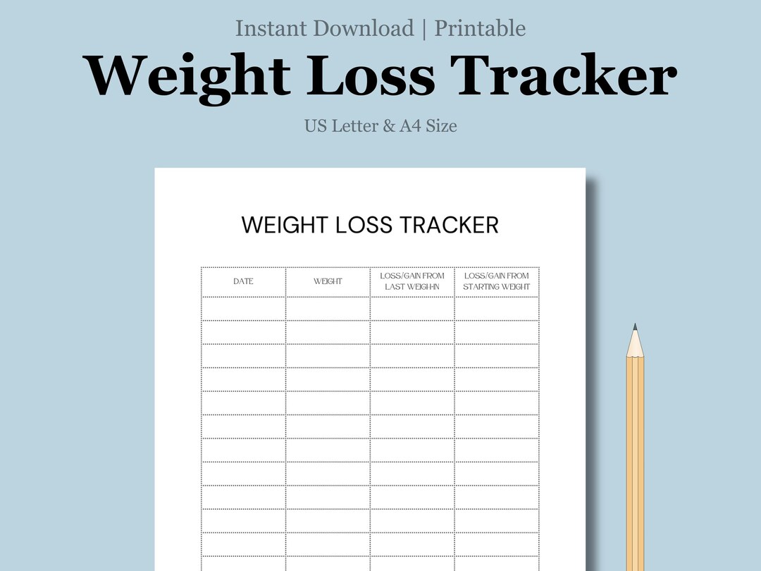 Printable Weight Loss Tracker | Downloadable Weight Tracker Chart ...