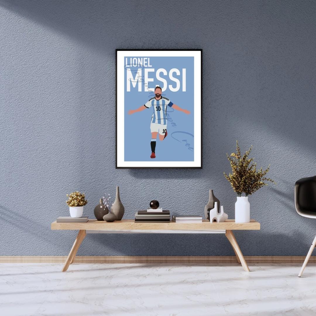 Lionel Messi Minimalist Digital Print | Football Wall Art | Sports Fan ...