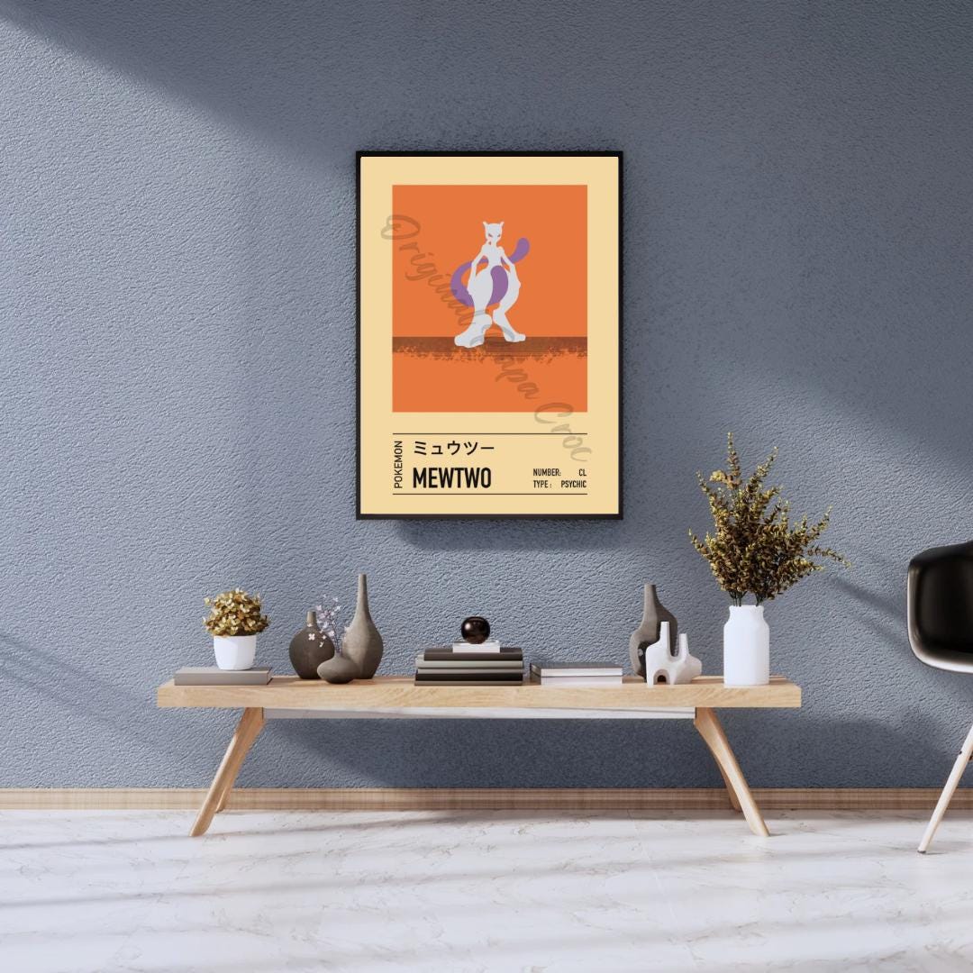 Minimalist Mewtwo Digital Download | Pokemon Wall Art | Modern Anime ...