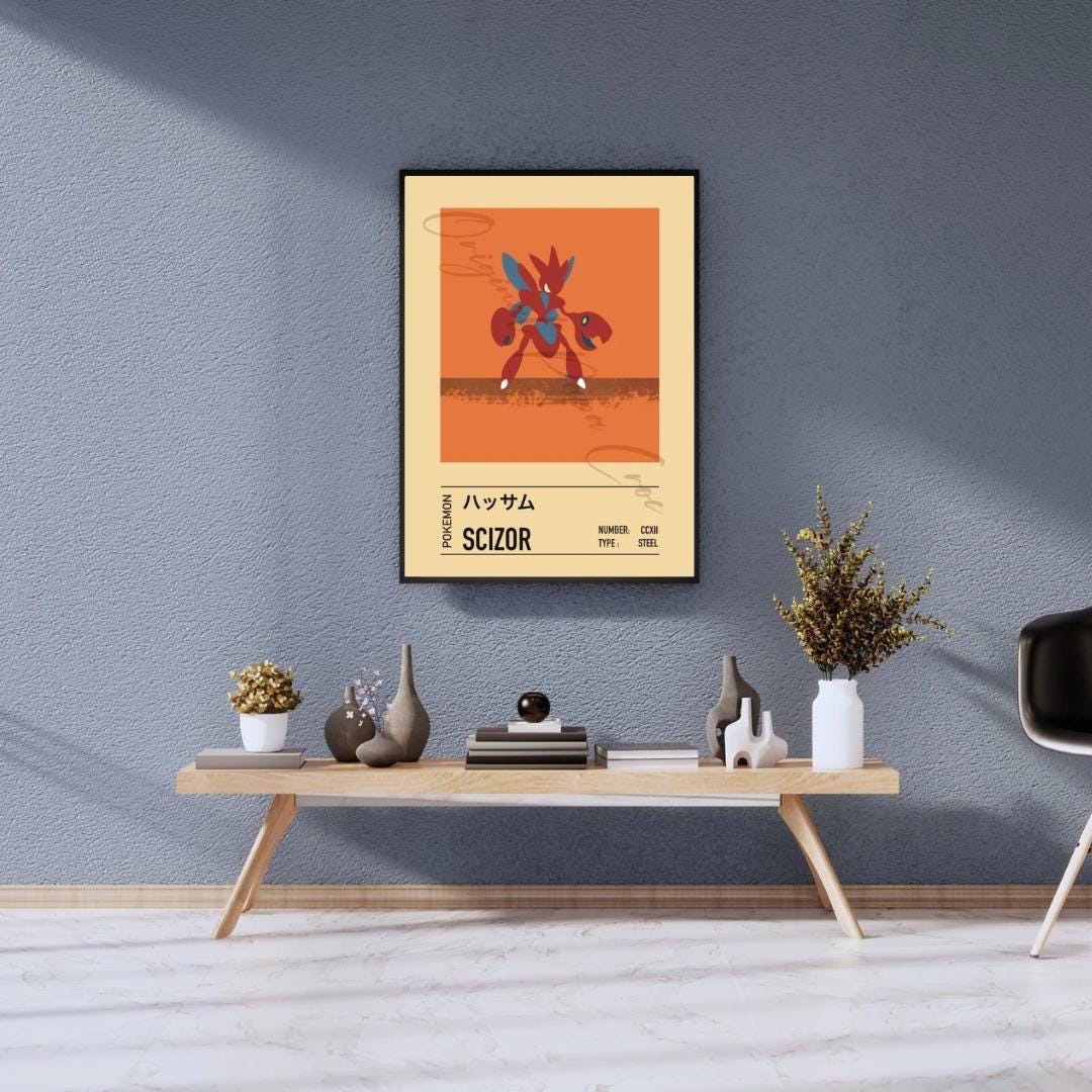 Minimalist Scizor Digital Download | Pokemon Wall Art | Modern Anime ...