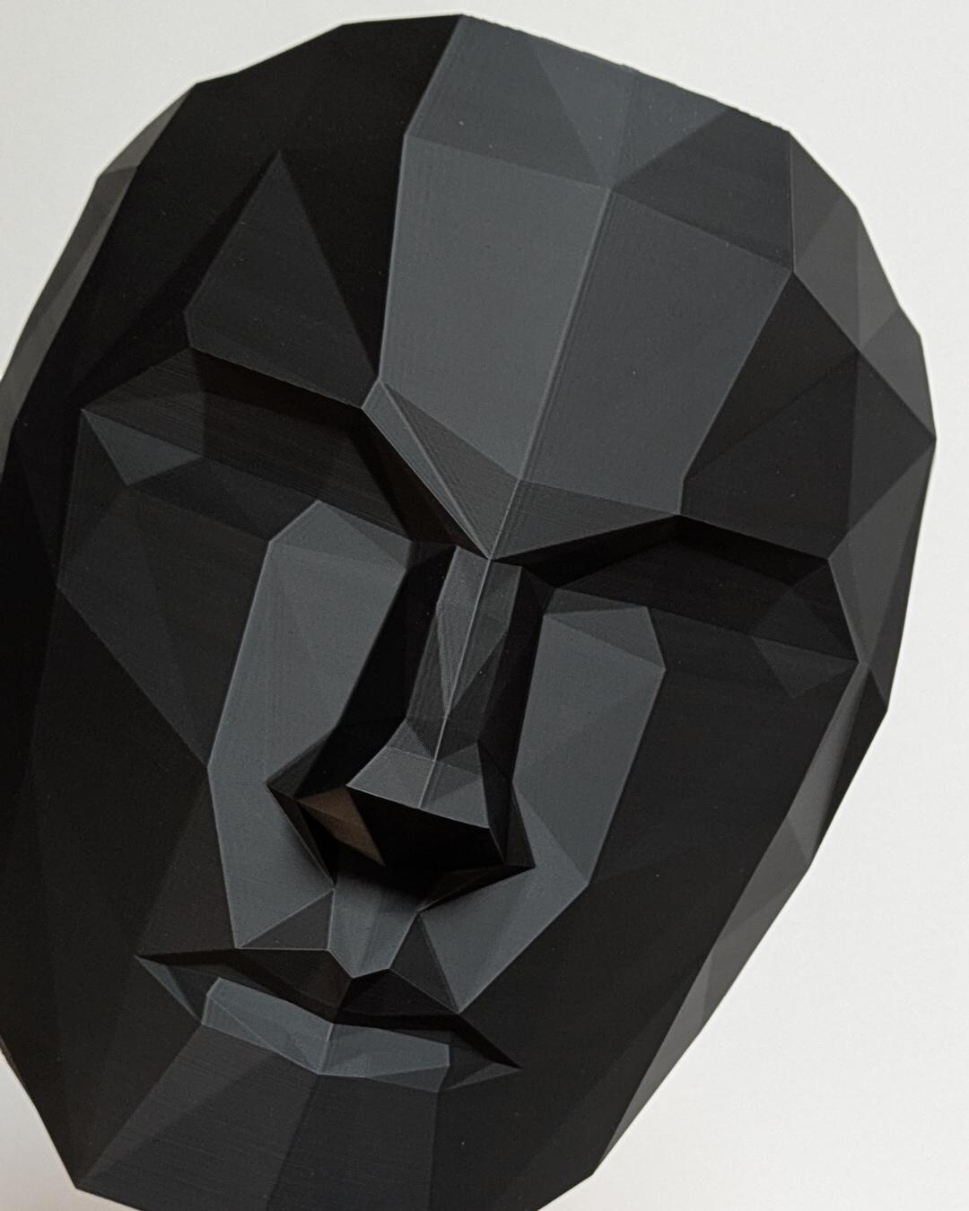 Minimalist Black Face Mask, Decorative Handheld Mask, 3D Printed Mask ...
