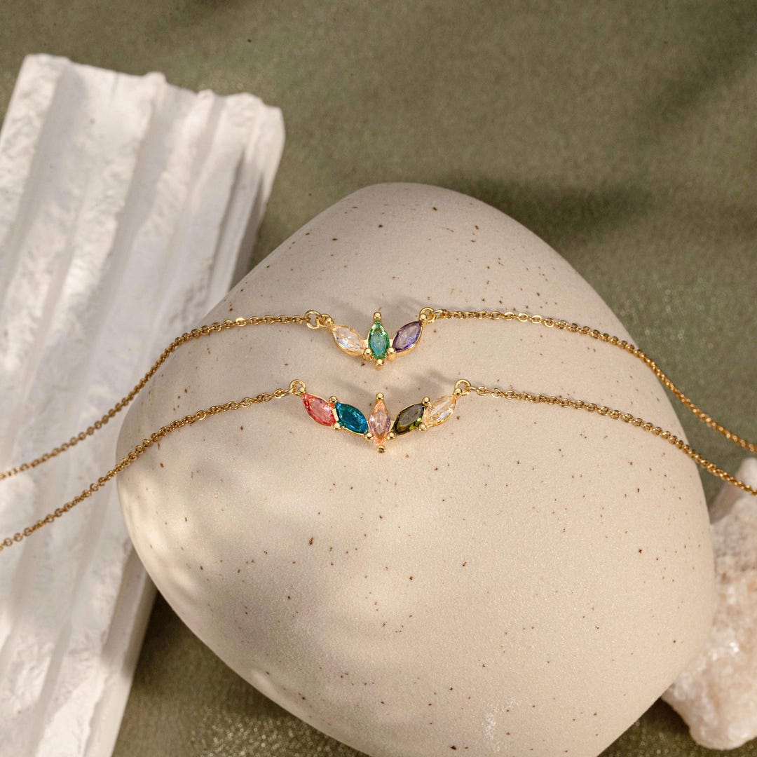 Multi Birthstone Necklace, Personalized Family Birthstone Necklace ...