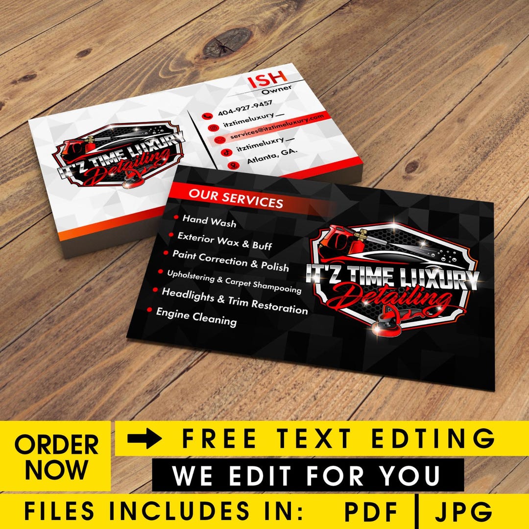 Custom Auto Detailing Business Card Design Automotive Auto Repair ...