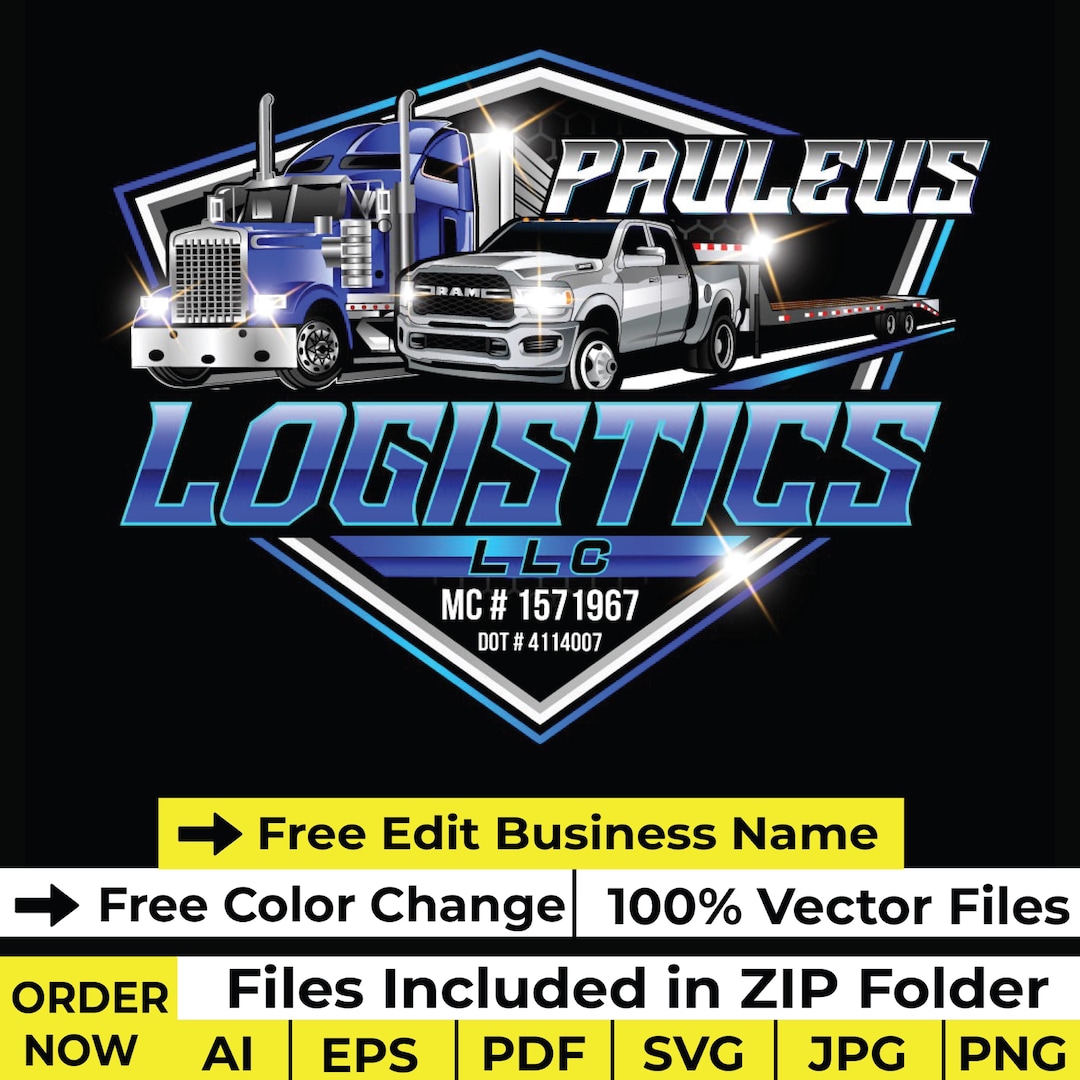 Custom Trucking Company Logo Logistics Business Branding Semi Truck ...