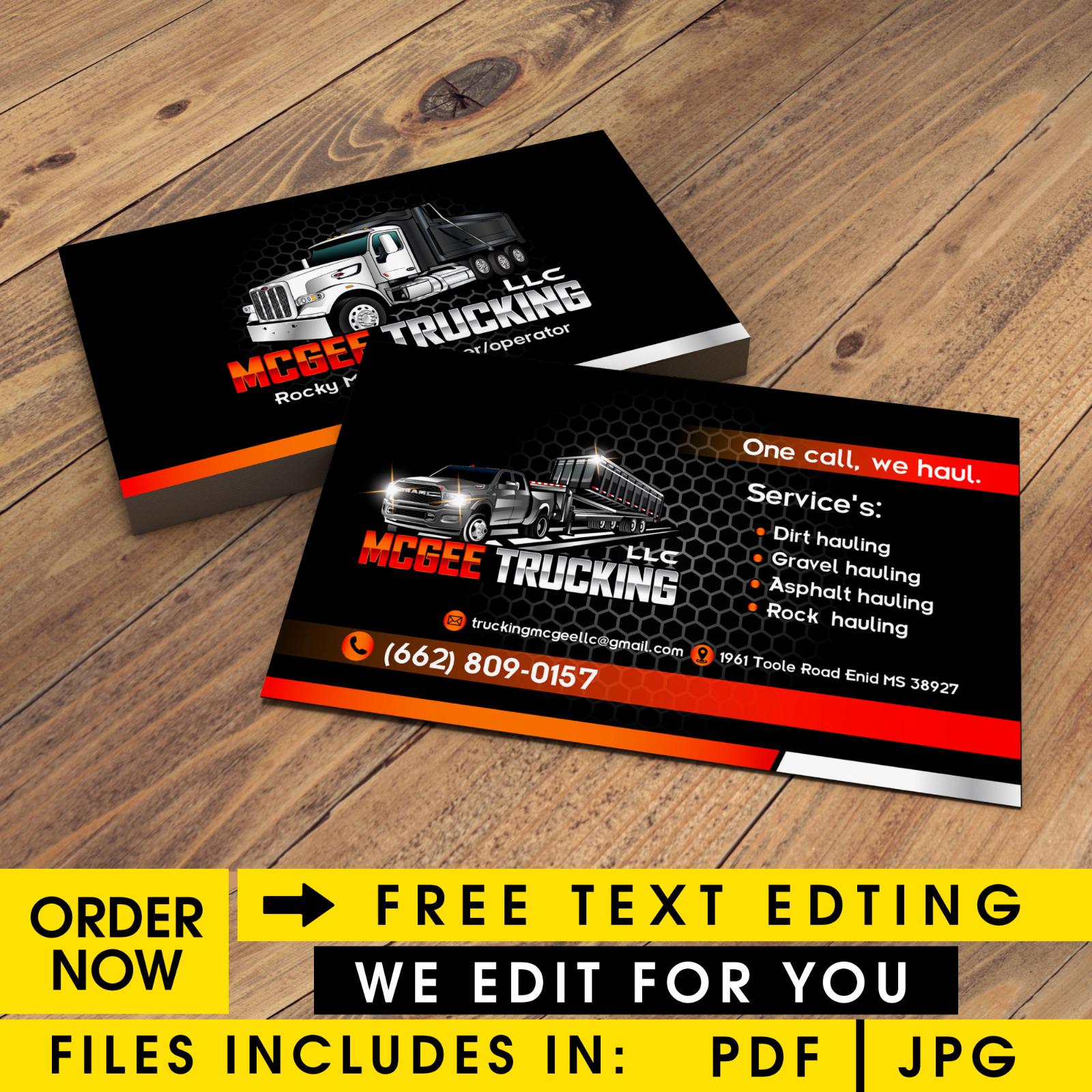 Business Card Design Junk Removal Pull Dump Bumper Dumpster Trailer ...