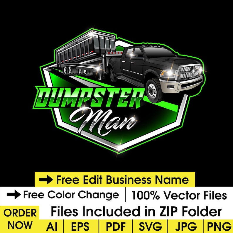 Junk Removal Logo Pull Dump Bumper Dumpster Logo Trailer Rental Trash ...