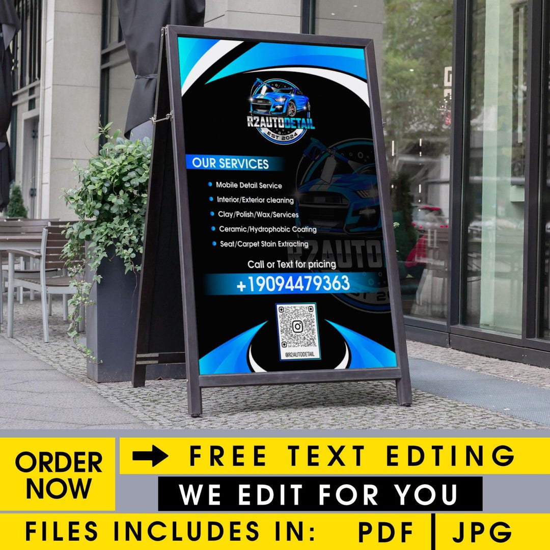 Custom A Sign Standee Design Auto Detailing Logo Automotive Auto Repair ...