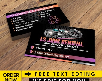 Business Card Design Junk Removal Pull Dump Bumper Dumpster Trailer ...