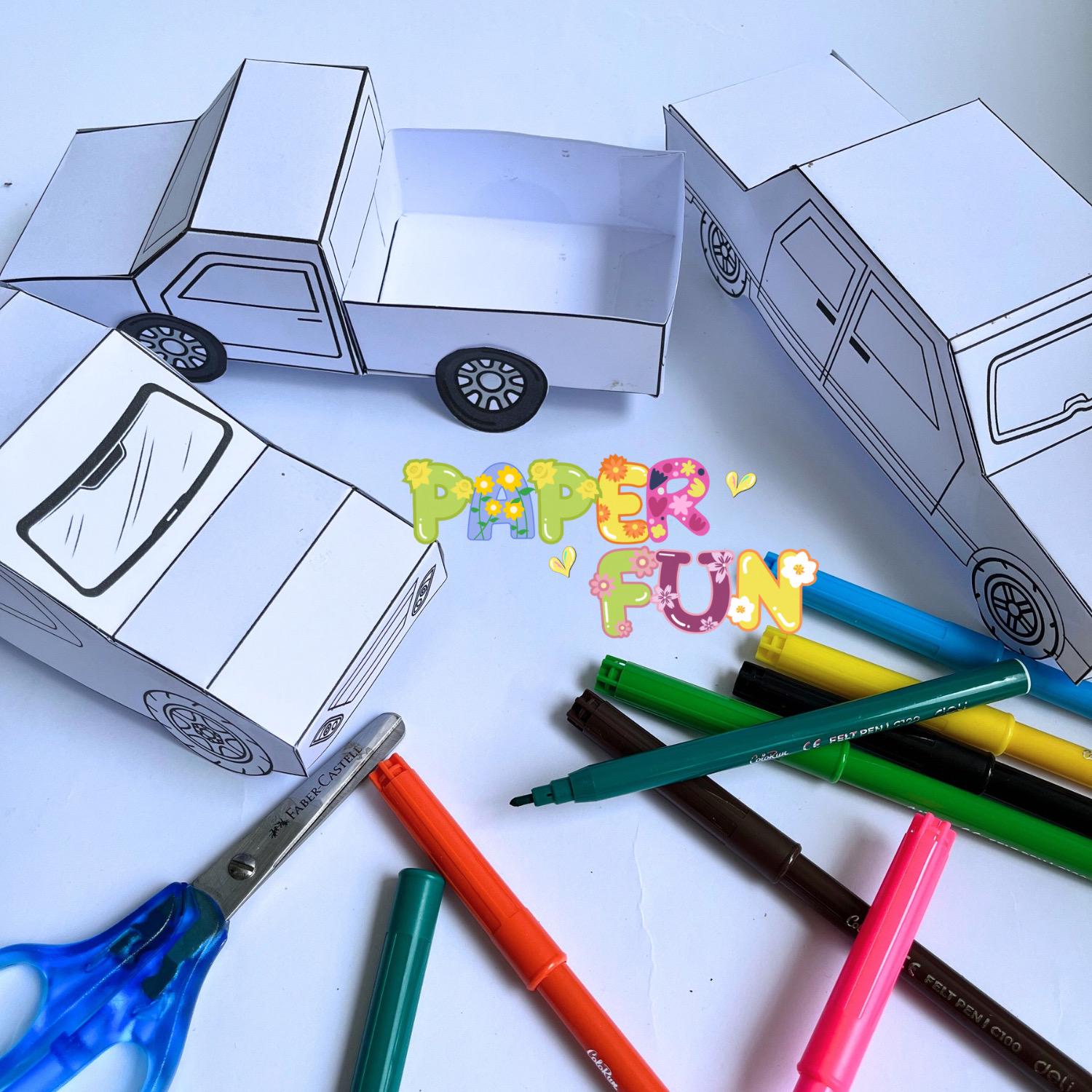 Car Paper Toys Car Printable Activity Sheets Craft Kit Cut and Color ...