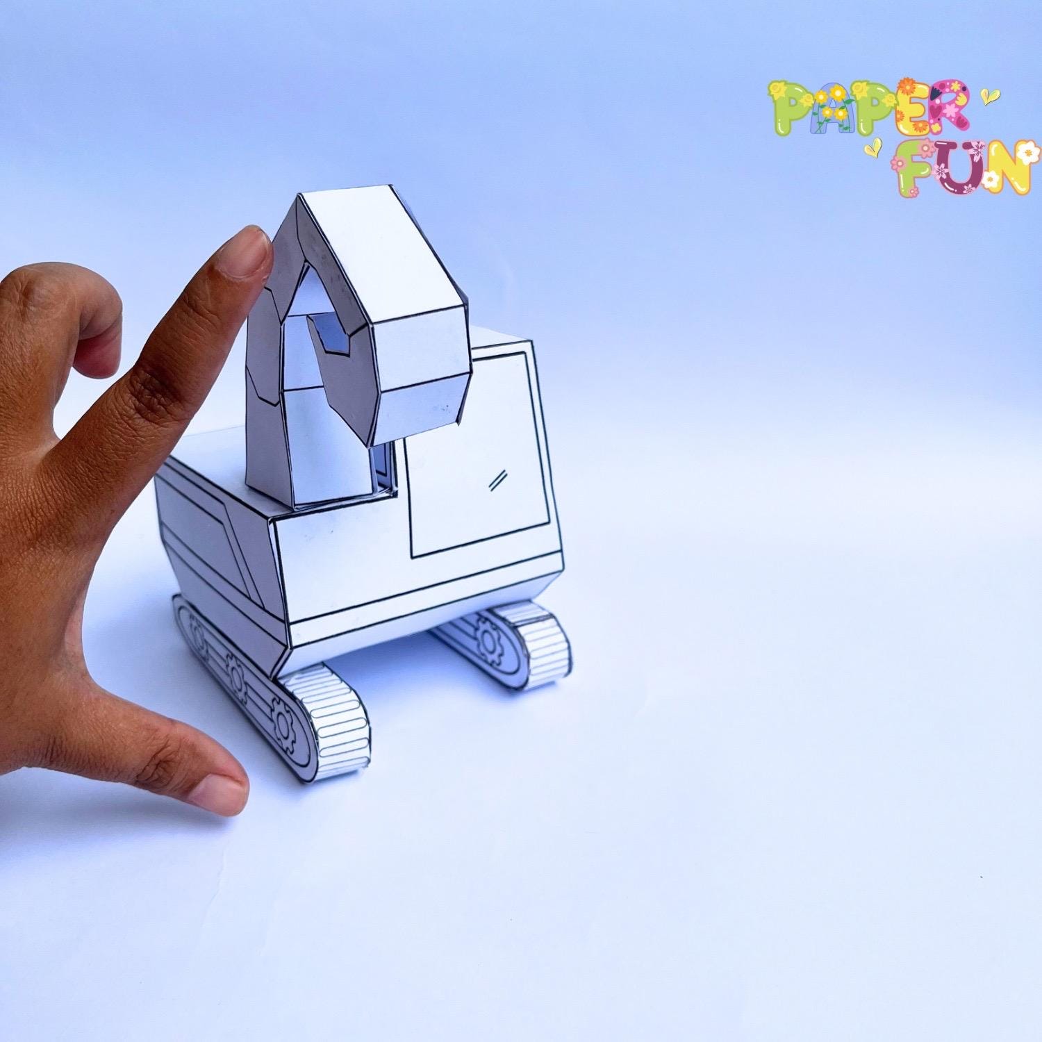 Paper Toy Vehicle Excavator Template Paper Excavator Craft for Kids ...