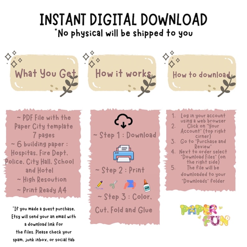 Printable Paper City Craft: Color Your Own Town (PDF Download A4 Size ...