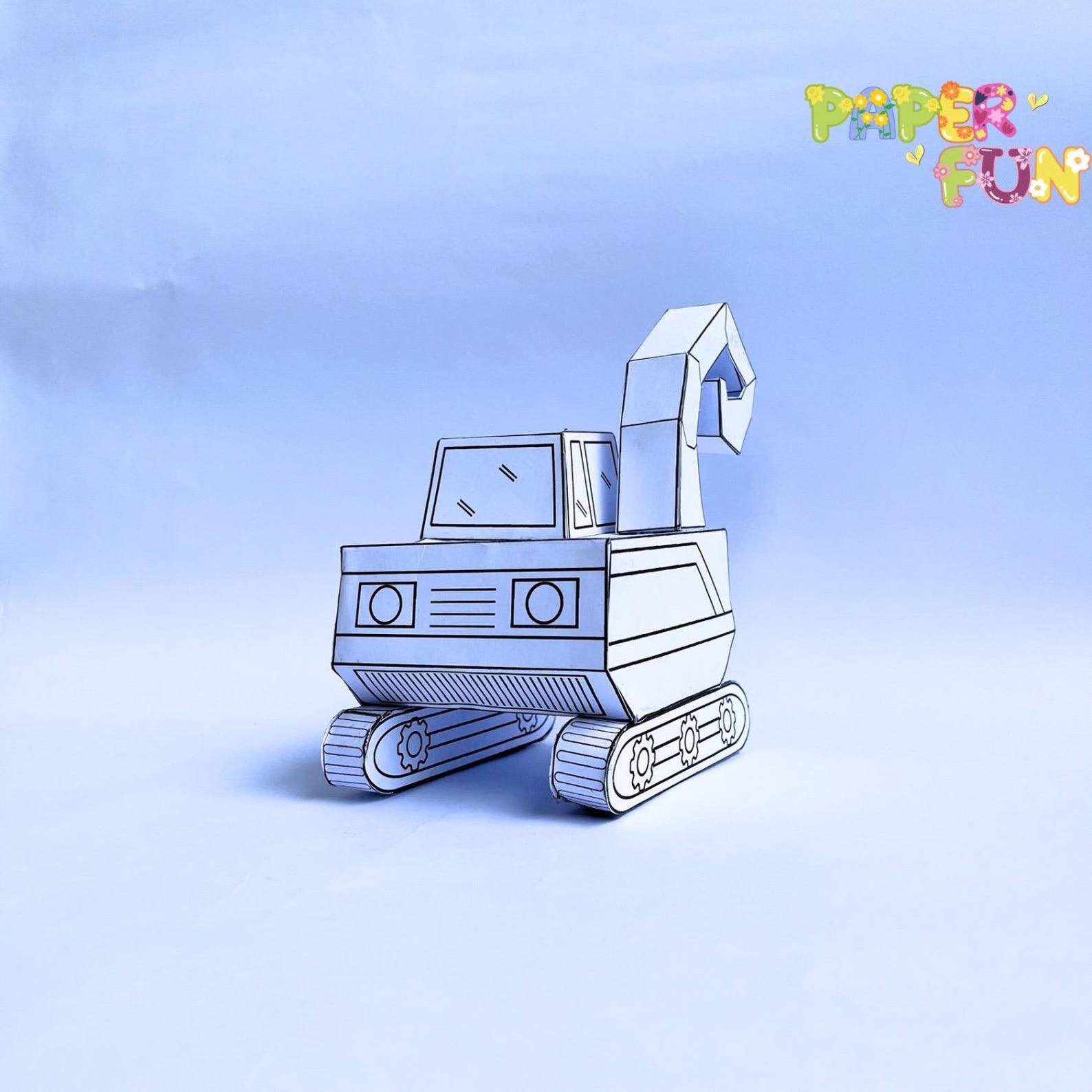 Paper Toy Vehicle Excavator Template Paper Excavator Craft for Kids ...