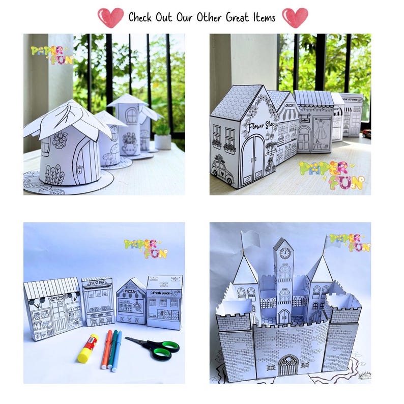 Printable Dollhouse Paper Craft: 4 Rooms & Furniture (PDF Download A4 ...