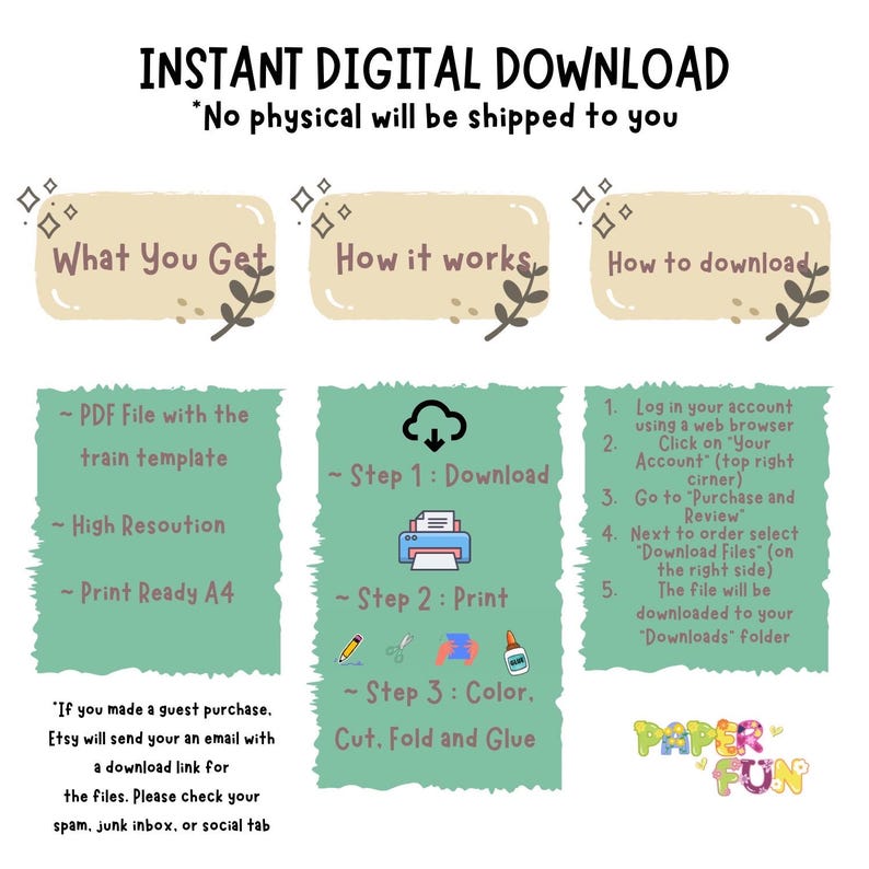 Printable Paper Train Craft: Coloring Activity for Kids (PDF) - Etsy