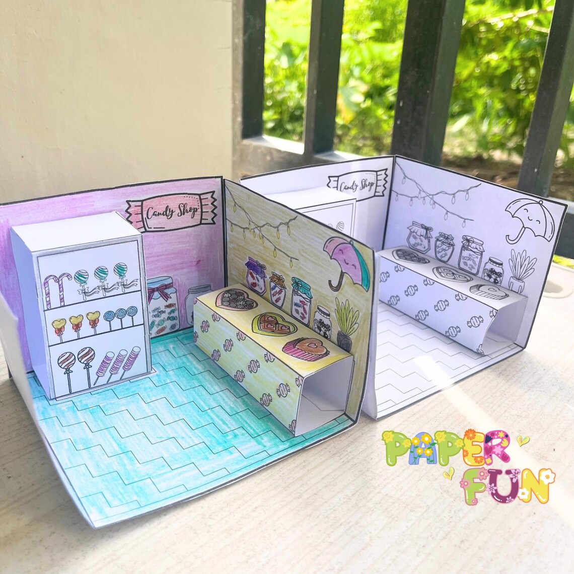 Printable Dollhouse Paper Craft: Candy Shop Template (A4 PDF Download ...