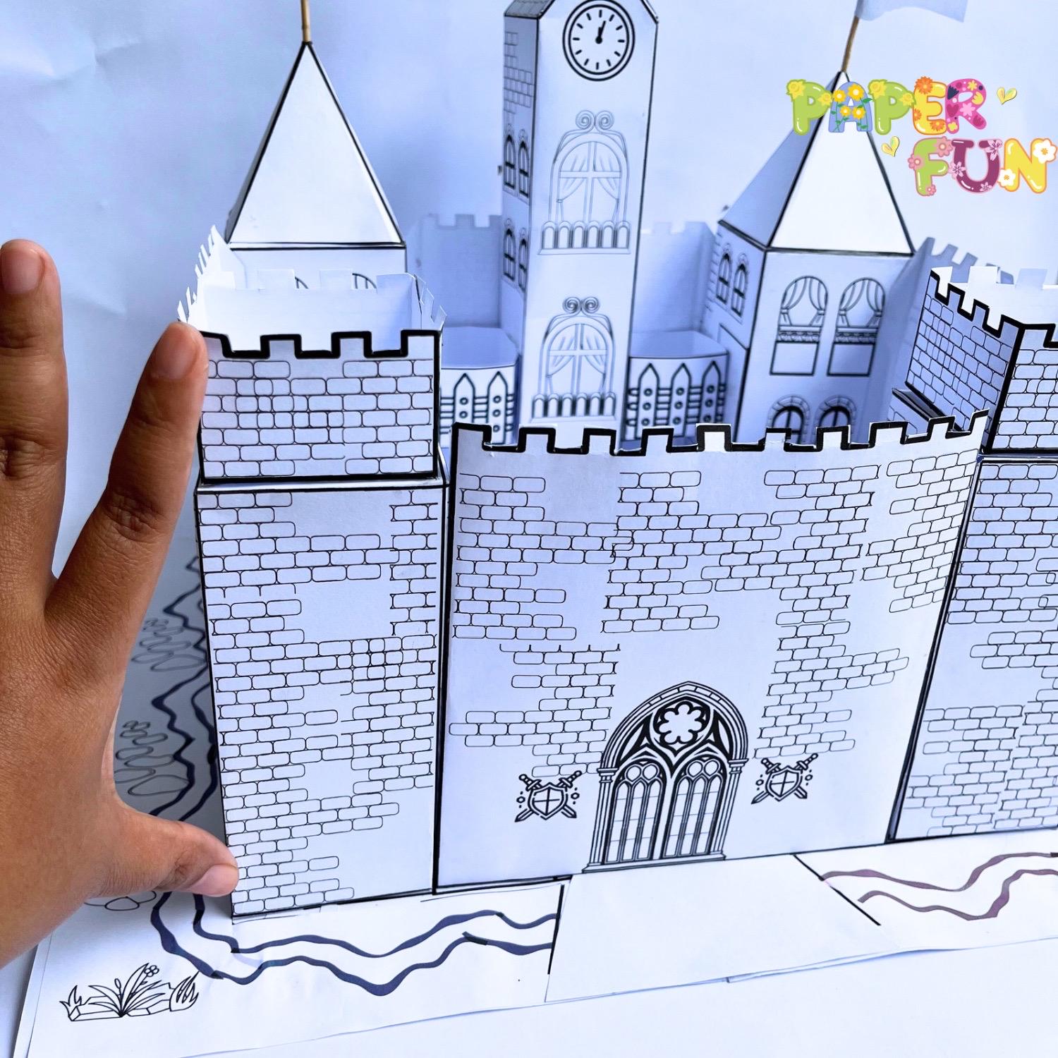 Printable Princess Castle Paper Craft Kit: Kids Coloring Pages (PDF ...