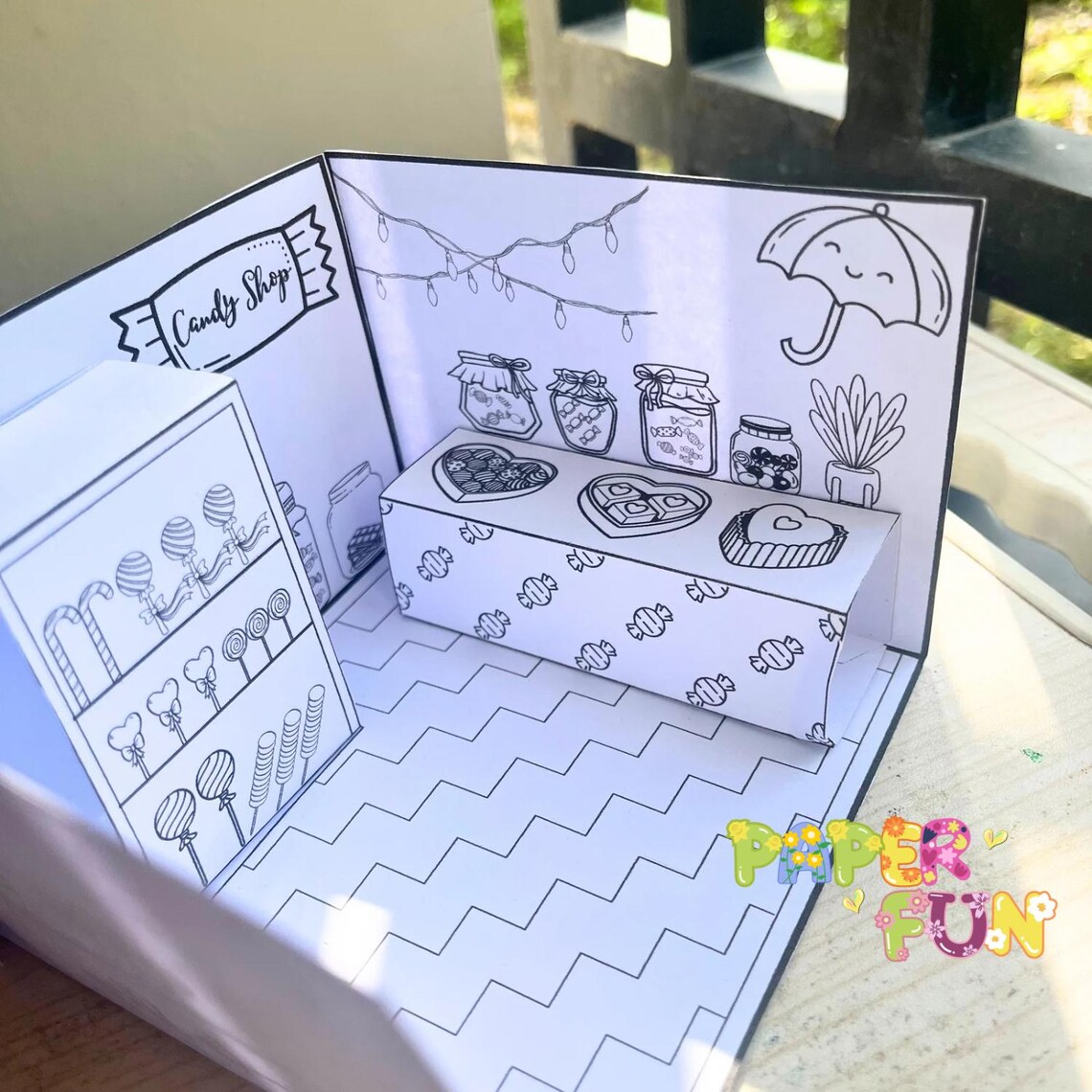 Printable Dollhouse Paper Craft: Candy Shop Template (A4 PDF Download ...