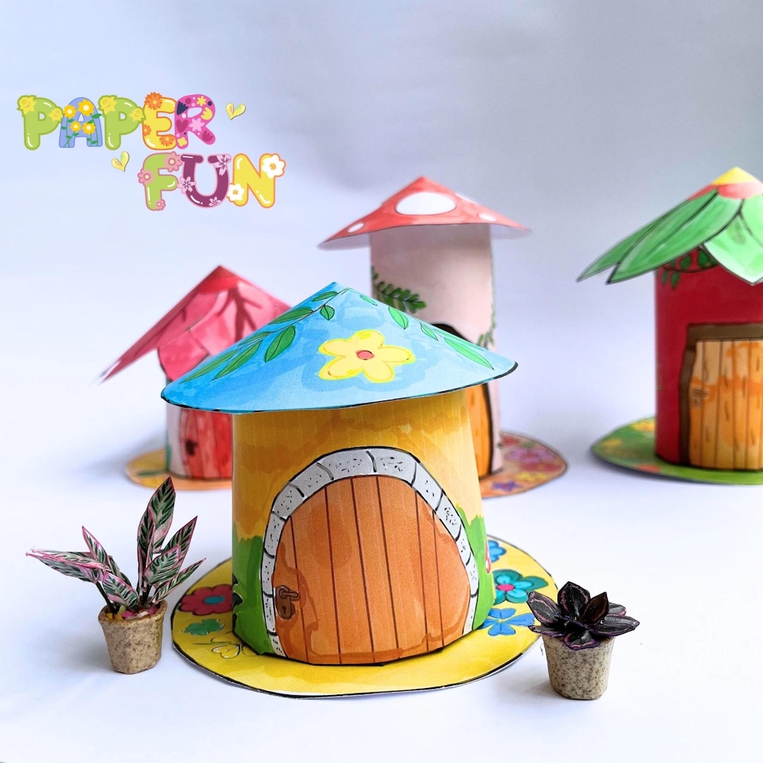 Printable 3D Paper Fairy Houses | Kids DIY Craft Kit (PDF Download ...