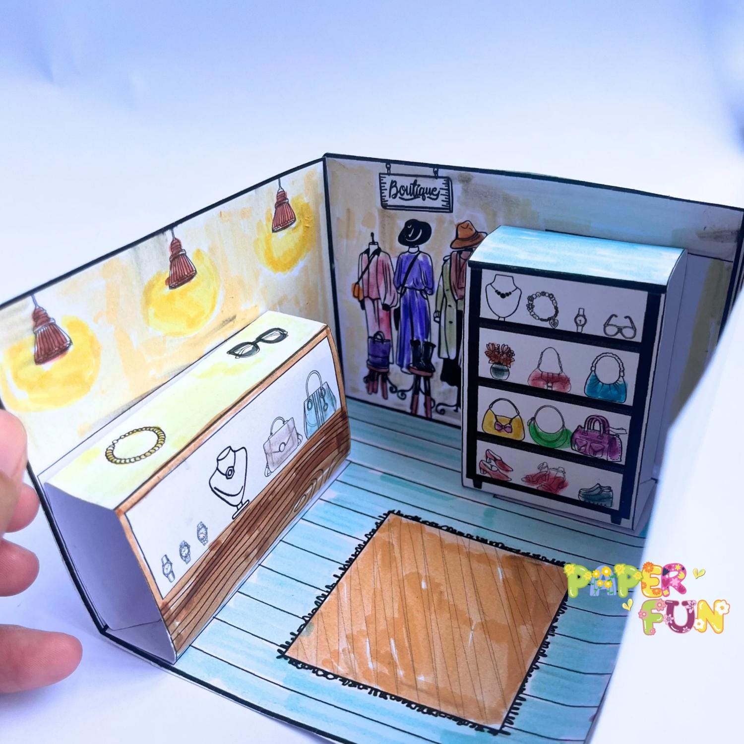 Printable Dollhouse Paper Craft: Boutique Template (A4 PDF Download) - Etsy