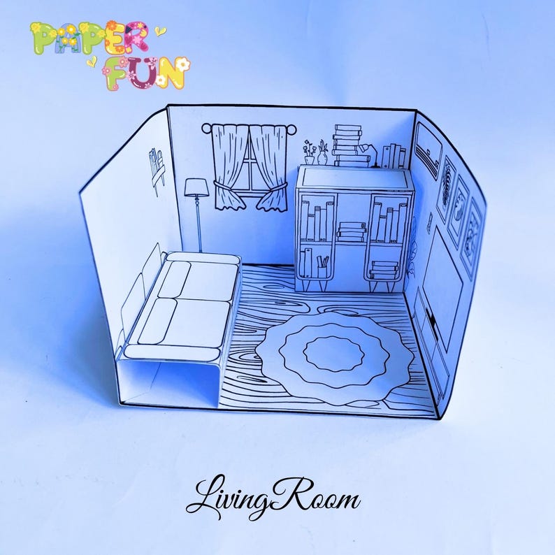 Printable Dollhouse Paper Craft: 4 Rooms & Furniture (PDF Download A4 ...