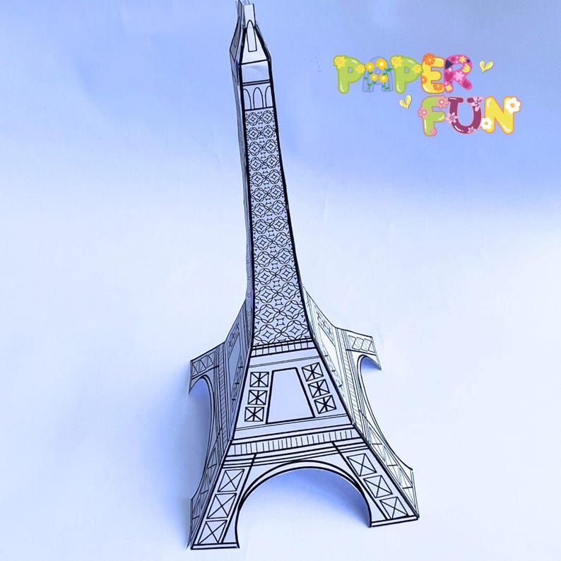 3D Eiffel Tower Paper Craft Template: Printable Activity for Kids (PDF ...