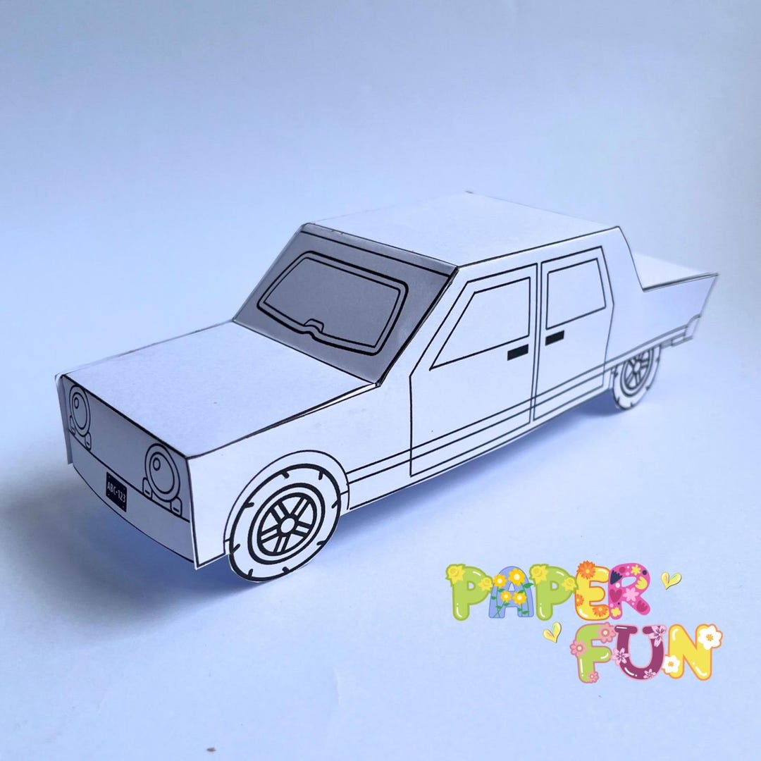 Paper Toys Car Printable Cut and Color Pages Activity for Kids Paper ...